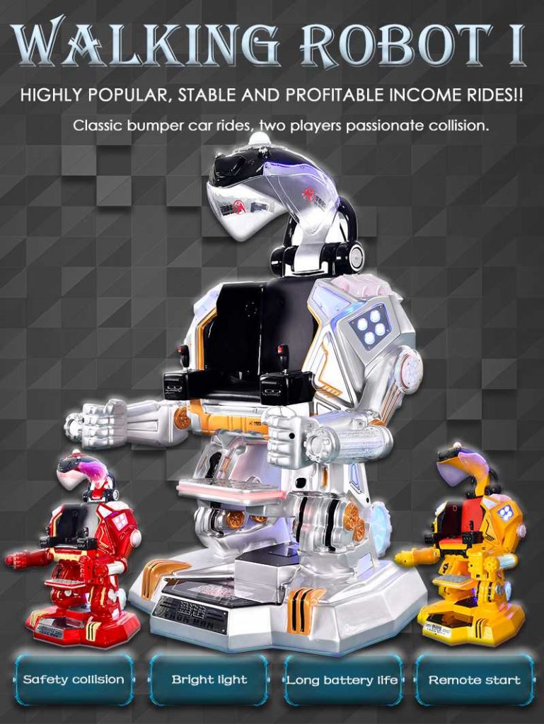 huaqin commercial kiddie ride business 360 degree spin walkIng robot sale