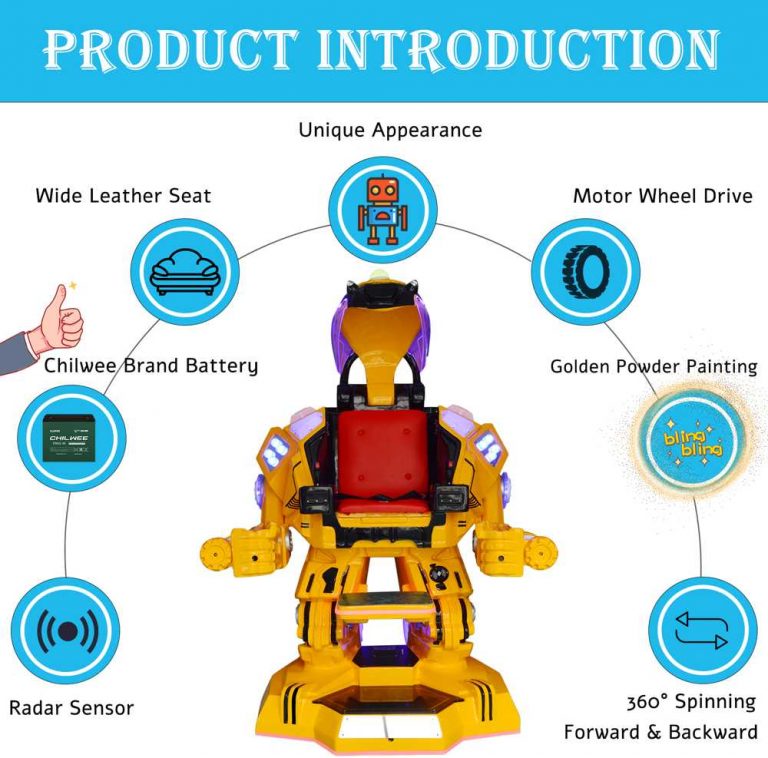 huaqin commercial kiddie ride business 360 degree spin walkIng robot sale