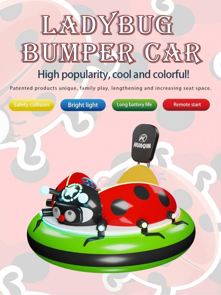 huaqin dodgem factory long life battery ladybug adult bumper car for sale